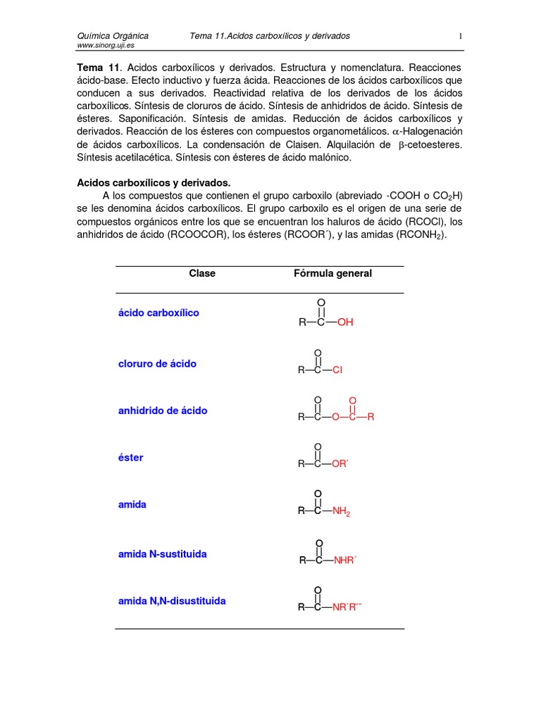 tema11QO PDF | PDF | Ester | Ácido carboxílico