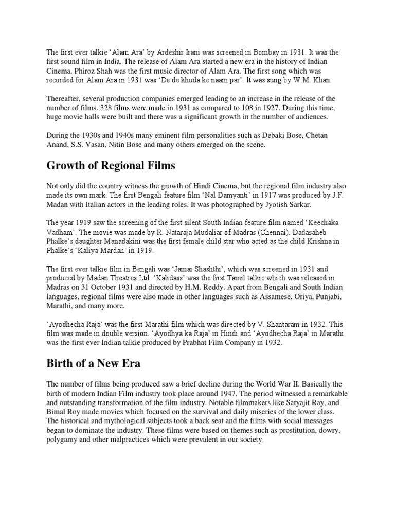 Growth of Regional Films | PDF | Cinema Of India | Cinema