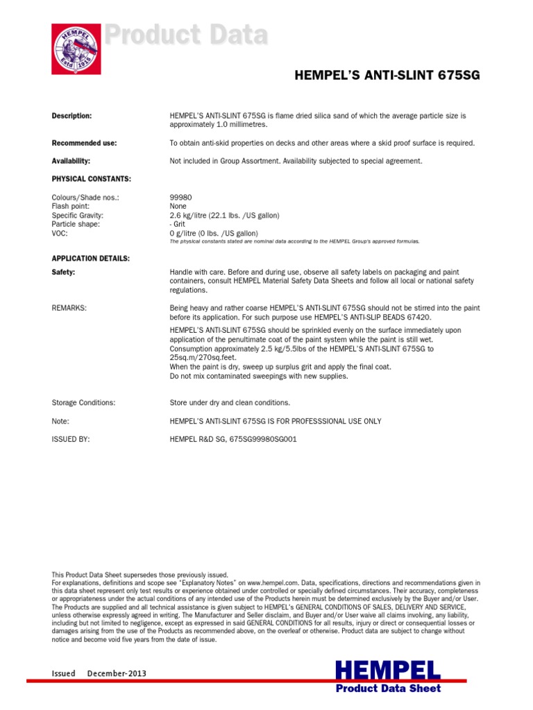 675sg Hempels Anti-Slint - Pds 201312 Asst | PDF | Paint | Kilogram