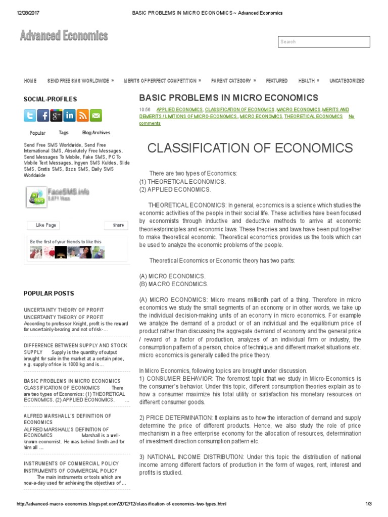 Basic Problems in Micro Economics - Advanced Economics | PDF ...