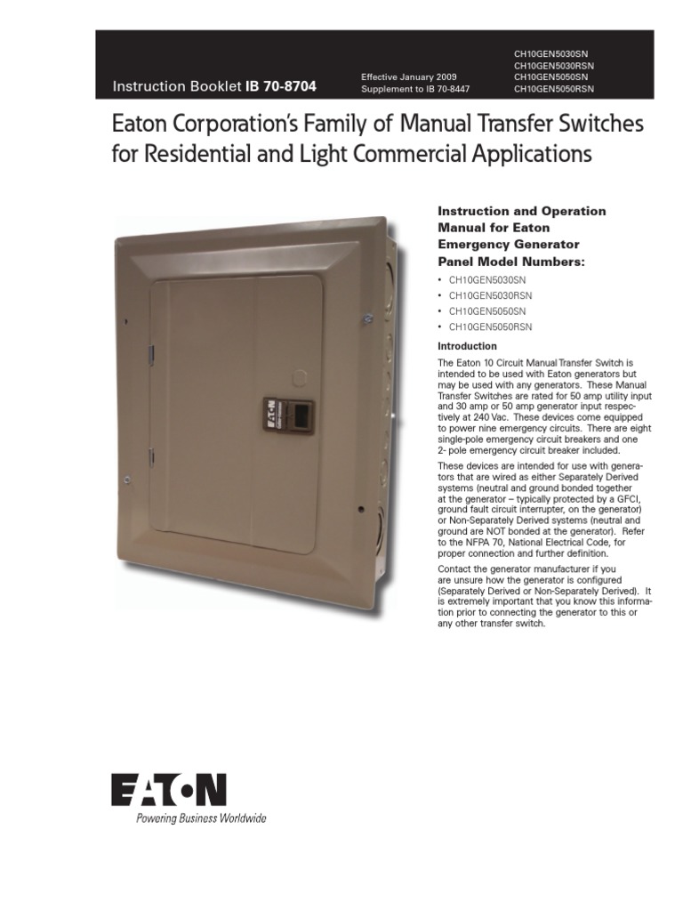 Neutral Switching Manual Transfer Switch Manual | PDF | Switch ...