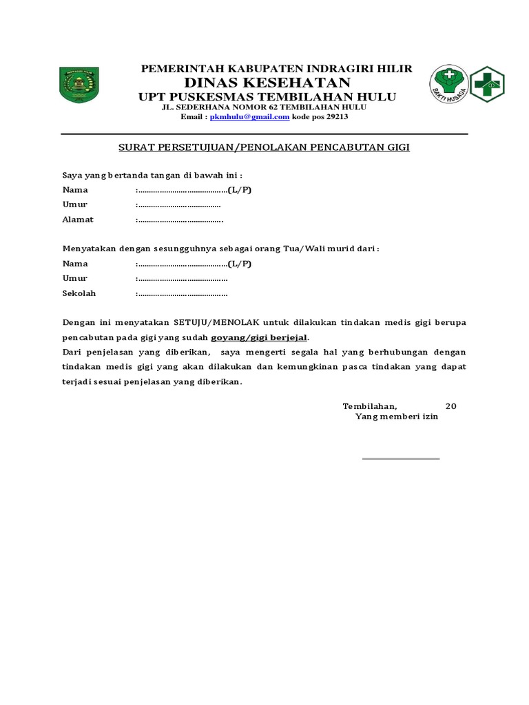 Setujuan Pencabutan Gigi | PDF