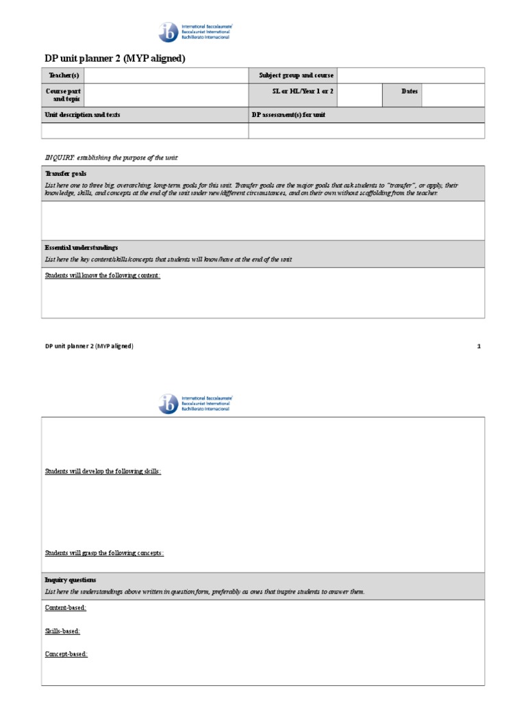 DP Unit Planner Style 2 | Educational Assessment | Learning