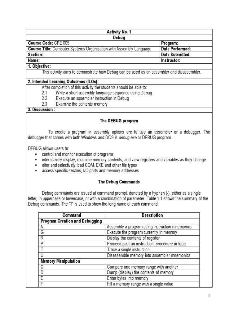 Assembly Language Status Flags Laboratory Activity | PDF | Assembly ...