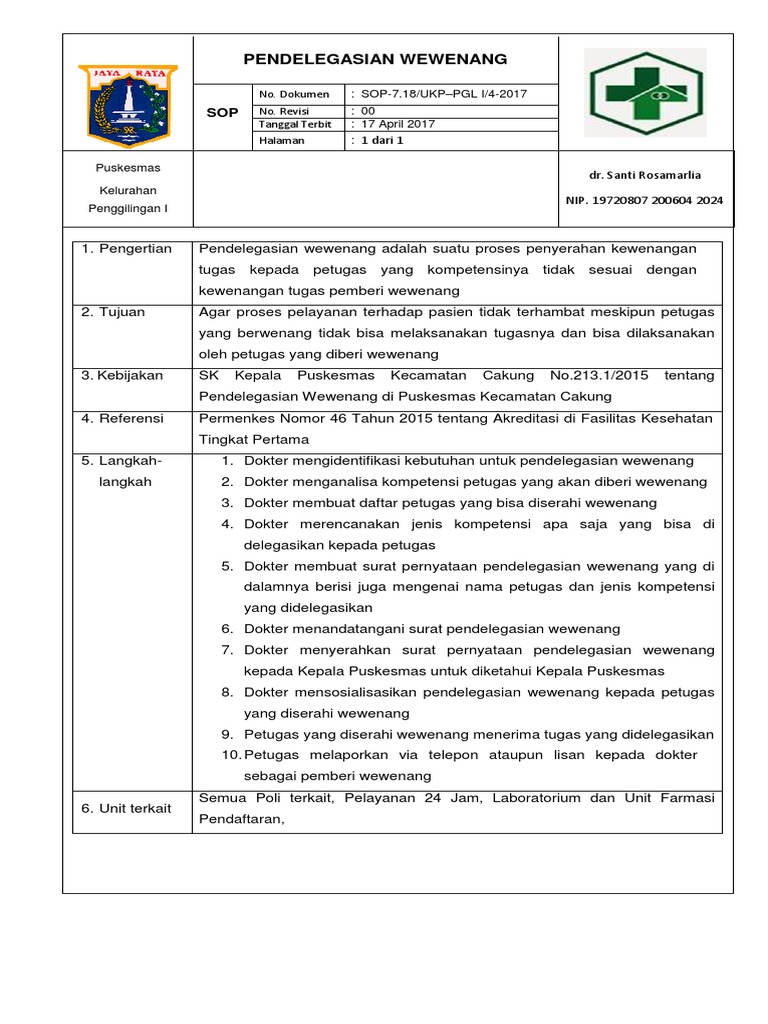 Contoh Sop Pendelegasian Wewenang Dokter Ke Perawat – Beinyu.com
