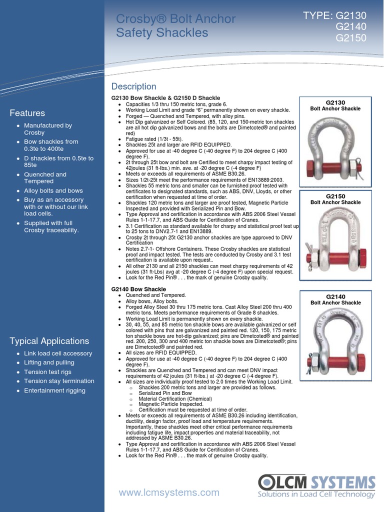 G2130, G2140, G2150 Crosby Bolt Anchor Safety Shackles.pdf ...