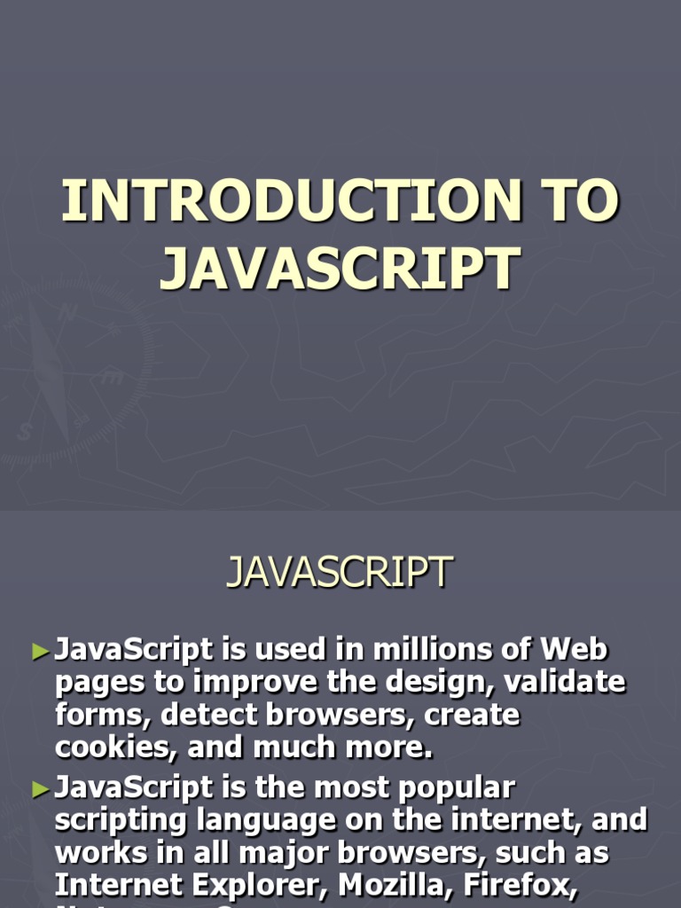 Introduction To Javascript Pdf Java Script Software Development