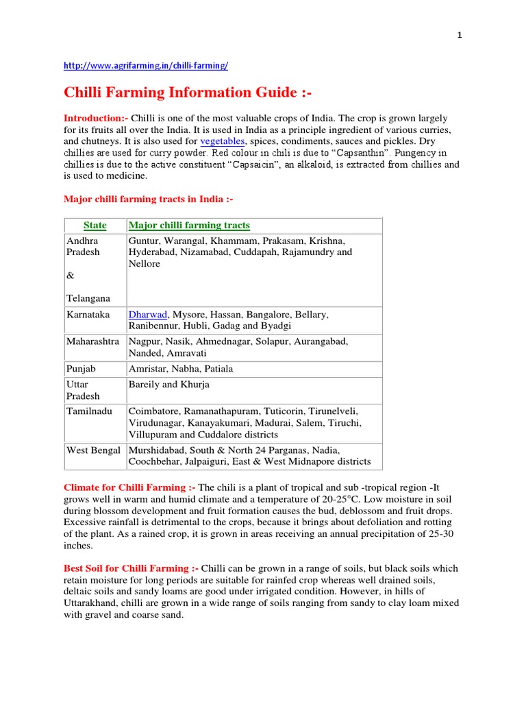 Chilli Cultivation Package | PDF | Sowing | Soil