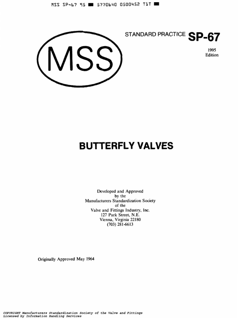 MSS SP 67 - 1995 PDF | PDF | Pipe (Fluid Conveyance) | Valve