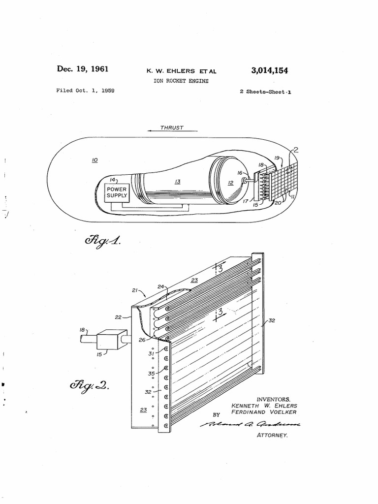 Us3014154 Ion Rocket Engine | PDF