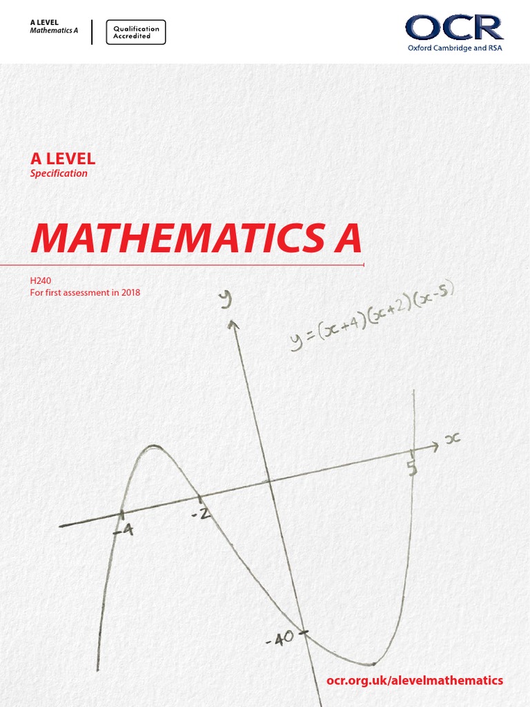OCR A-Level Maths Specification | Gce Advanced Level (United Kingdom ...