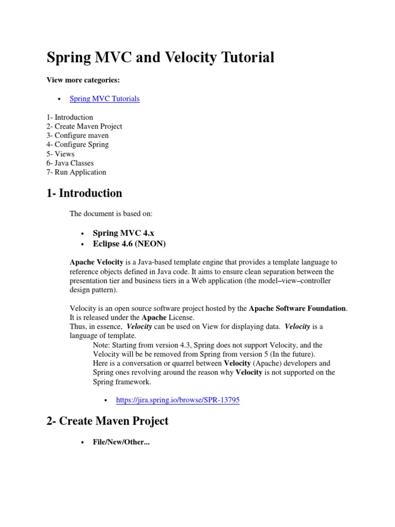 13.spring MVC and Velocity Tutorial | PDF | Spring Framework | Model–View–Controller