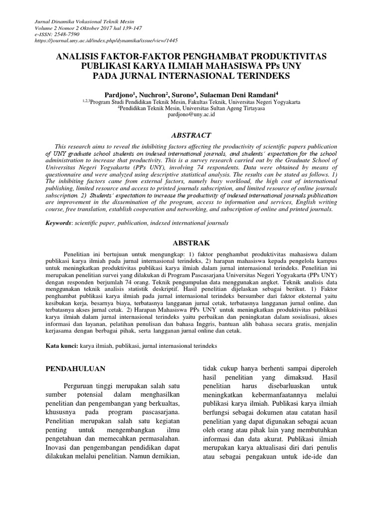 Faktor Penghambat Publikasi Ilmiah Mahasiswa | PDF