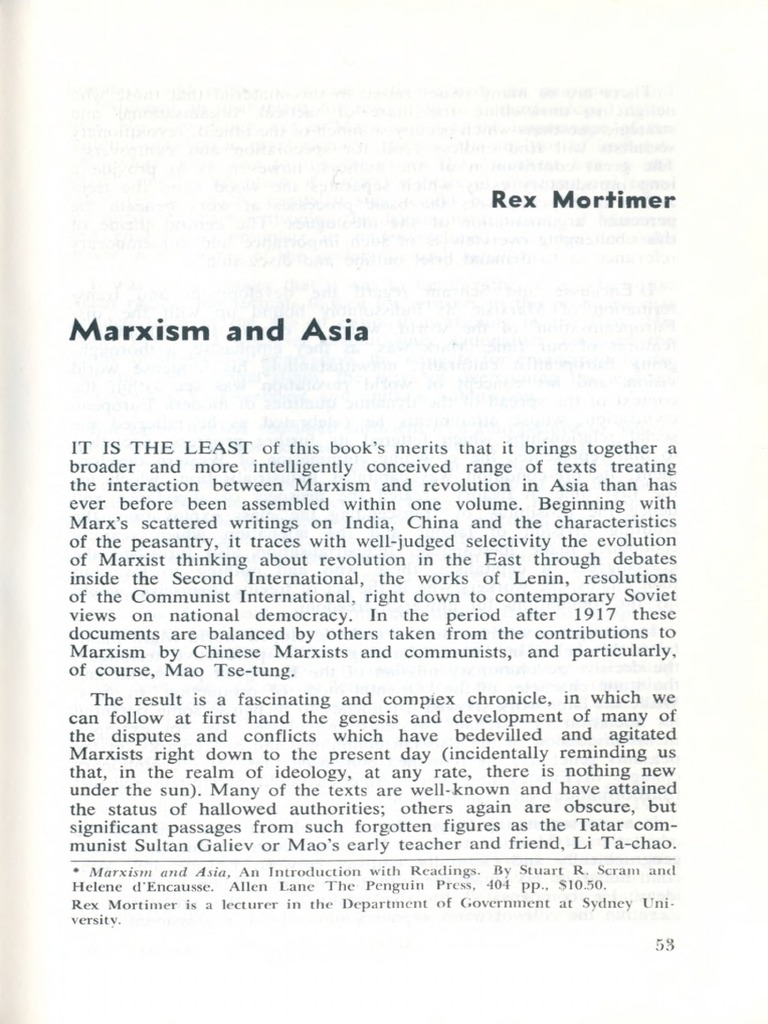Marxism and Asia: Rex Mortimer | PDF | Communism | Marxism