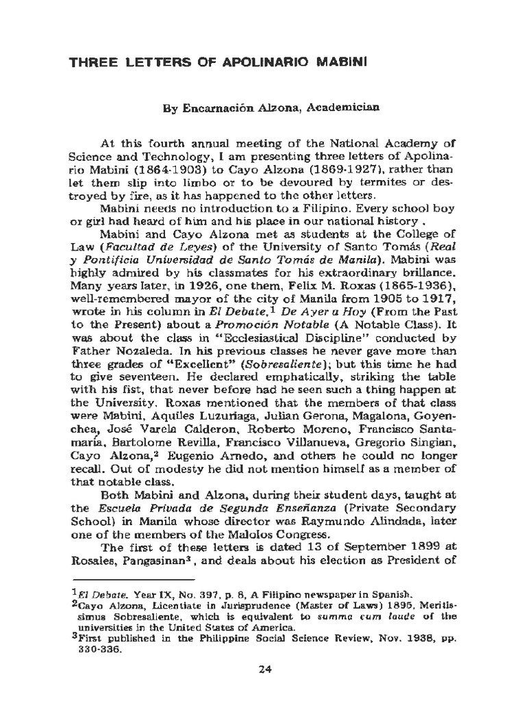 Letters of Apolinario Mabini | PDF | Philippines | Government