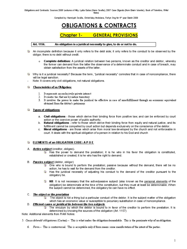 Obligations & Contracts: Chapter 1-General Provisions | PDF | Negligence | Property