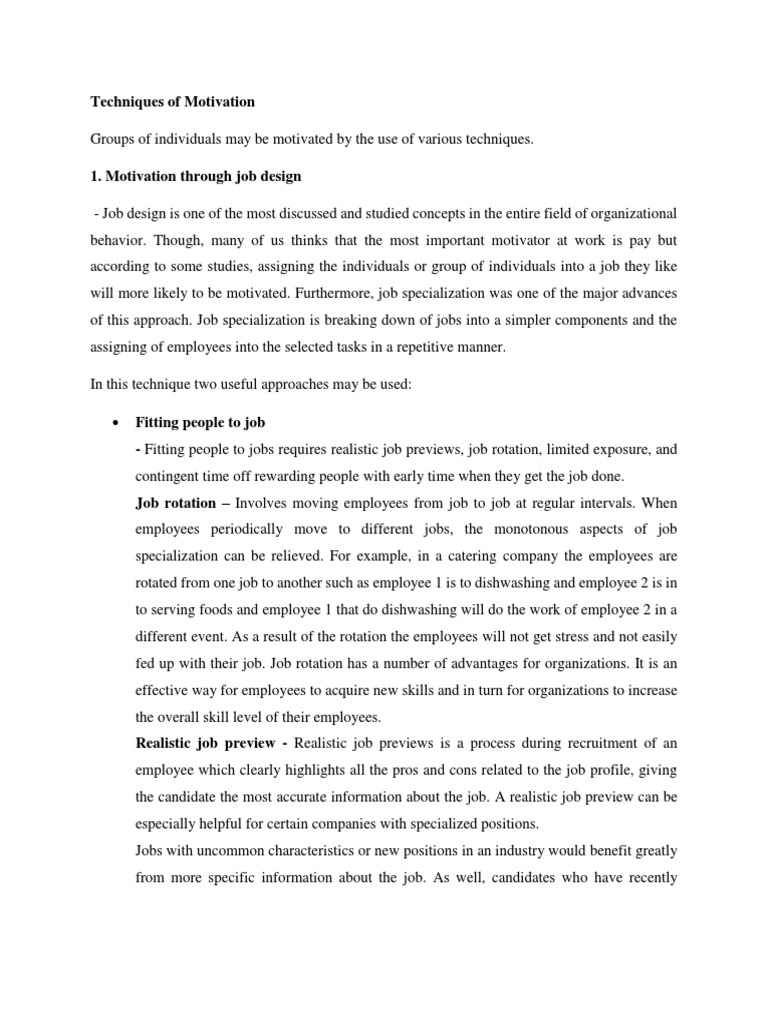 Motivating the Workforce: A Comprehensive Overview of Techniques for ...