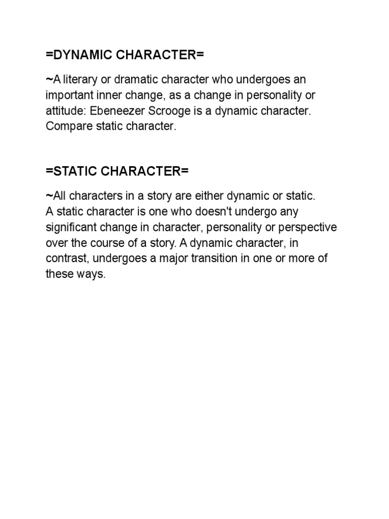 Exploring Dynamic and Static Characters: Defining Character Arcs and ...
