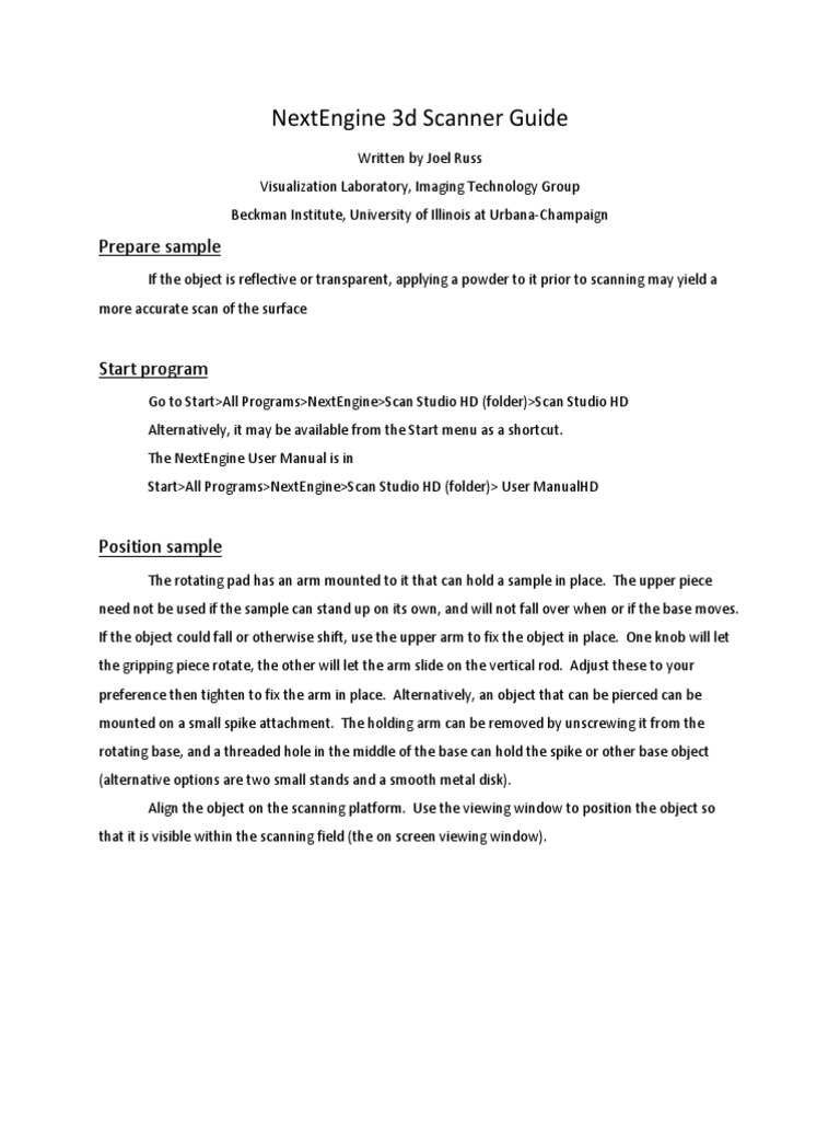 Nextengine 3d Scanner Guide | PDF | Image Scanner | Screenshot