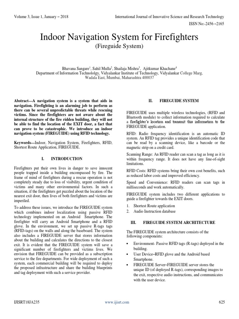 Indoor Navigation System For Firefighters | PDF | Radio Frequency ...