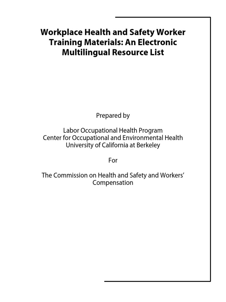 Workplace Health and Safety Worker Training Materials PDF | Download ...