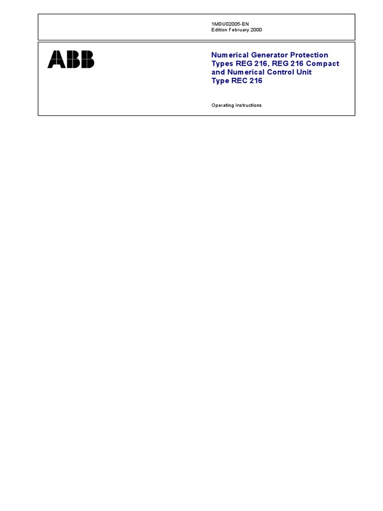 Numerical Generator Protection Types REG 216, REG 216 Compact and ...