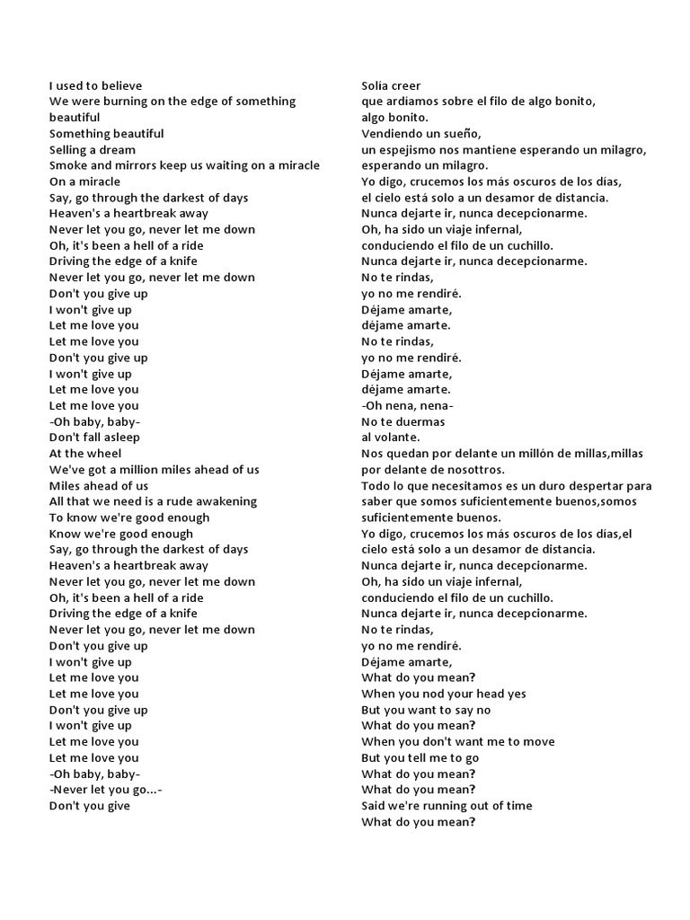 Ingles Español | PDF | Canciones escritas | Justin Bieber