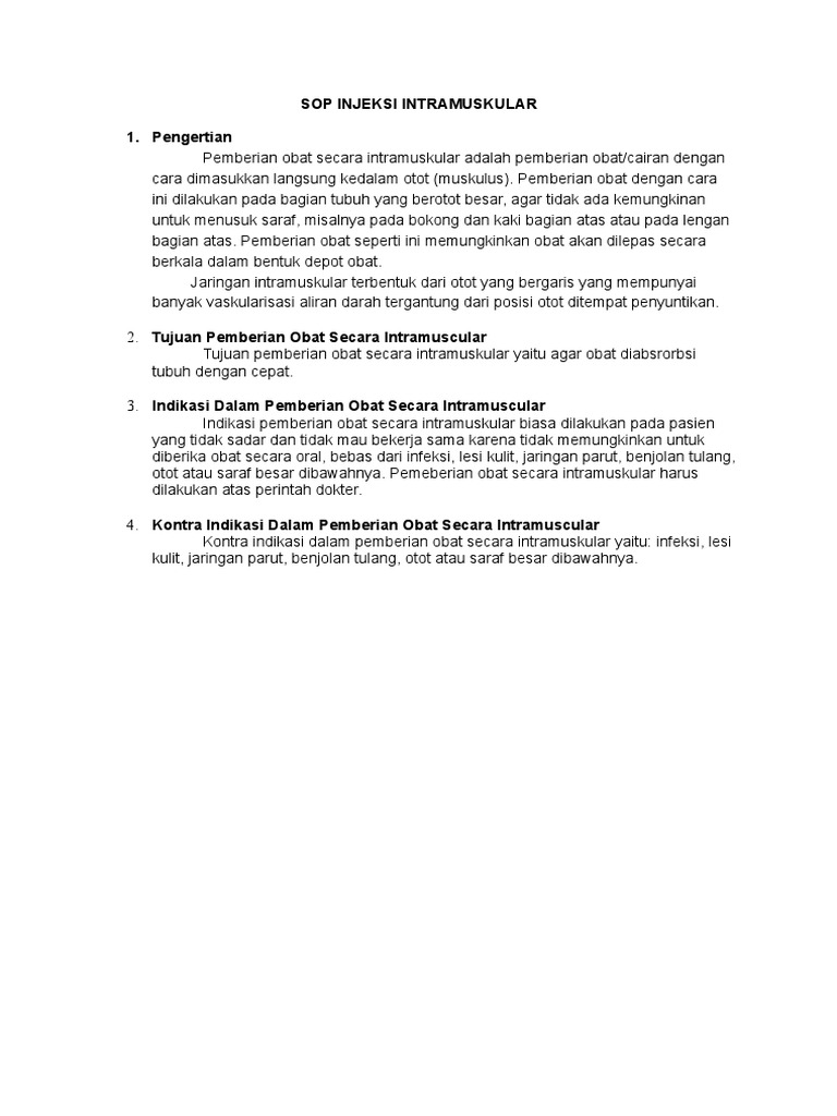 SOP Injeksi Intramuskular | PDF
