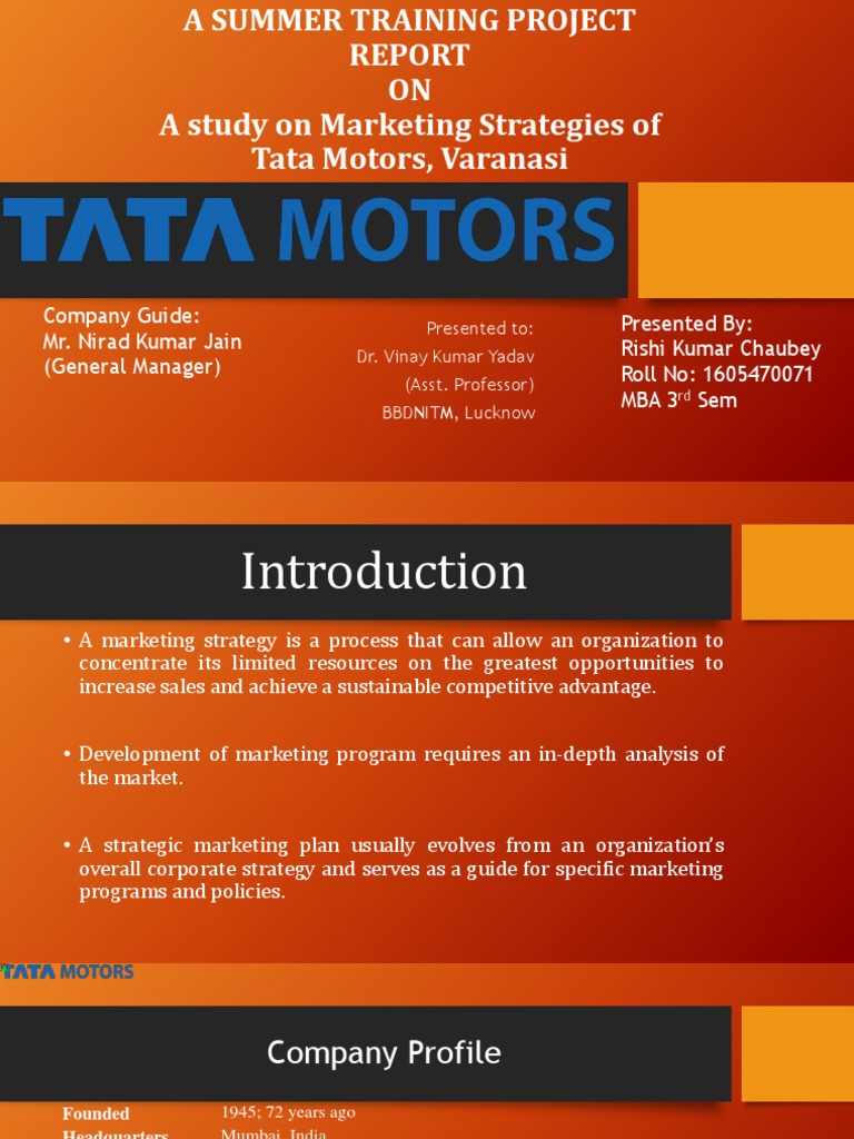 A Study on Marketing Strategies of Tata Motors, Varanasi | Strategic ...
