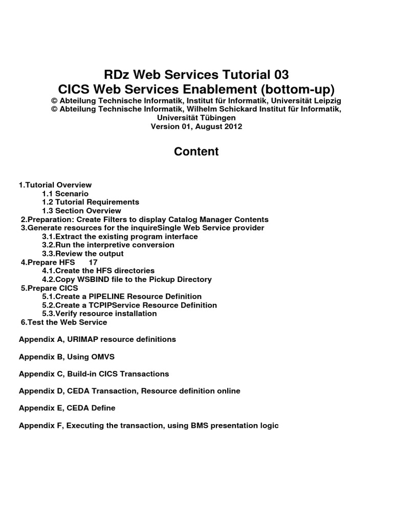 RDZ Web Services Tutorial 03 Cics Web Services Enablement (Bottom-Up) | PDF | Web Server ...