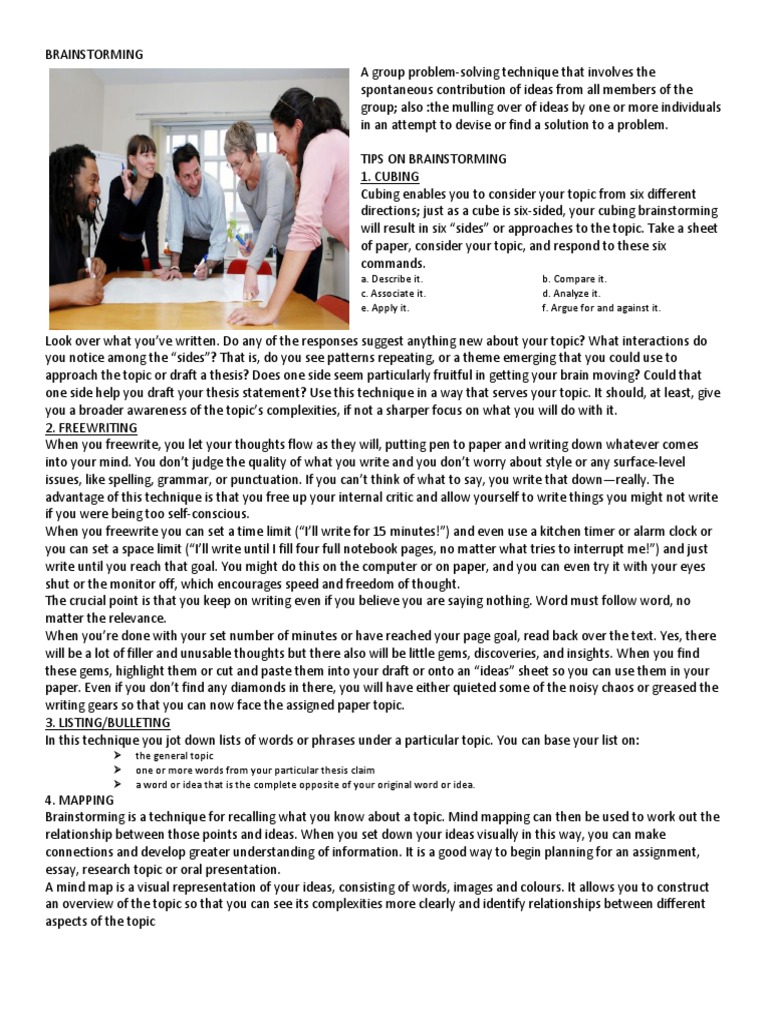 Brainstorming Techniques | PDF | Idea | Brainstorming