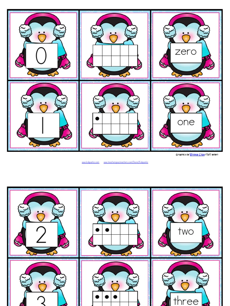 Winter Number Matching Cards Freebie | PDF