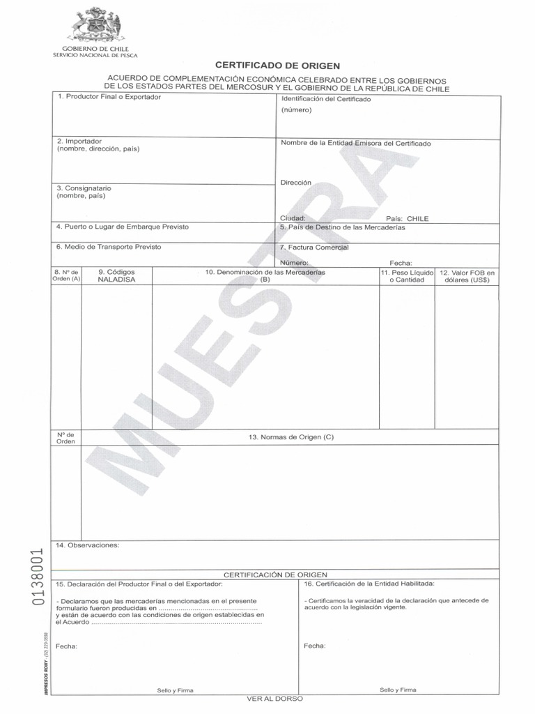Certificado de Origen Mercosur | PDF