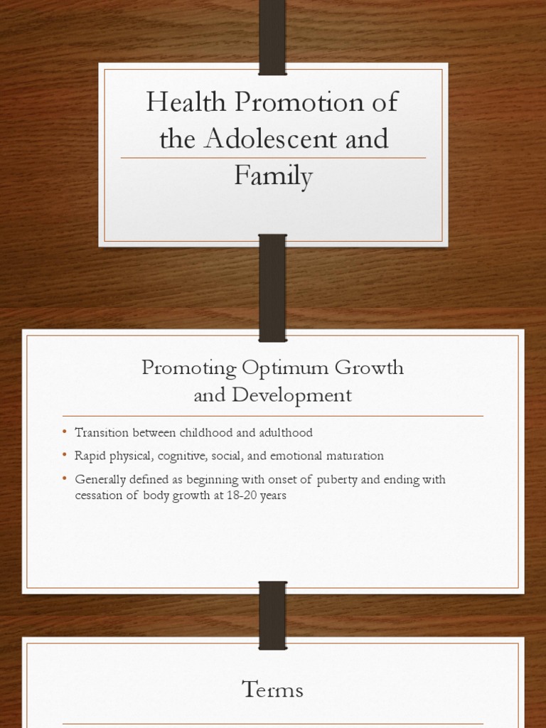 Health Promotion of The Adolescent and Family | PDF | Puberty | Adolescence