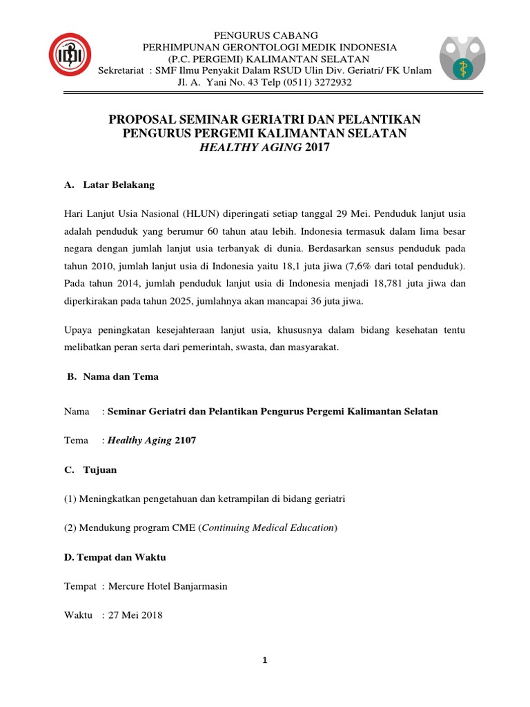 Seminar Geriatri & Pelantikan Pergemi 2017 | PDF