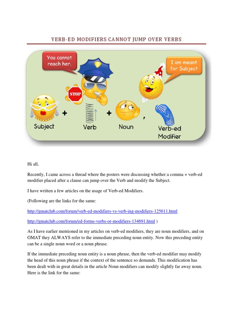 16.can Verb-Ed Modifiers Refer To Subjects Jumping A Verb PDF | PDF ...