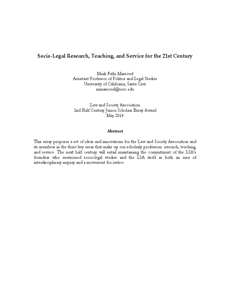 Socio-Legal Research, Teaching, and Service For The 21st Century | PDF ...