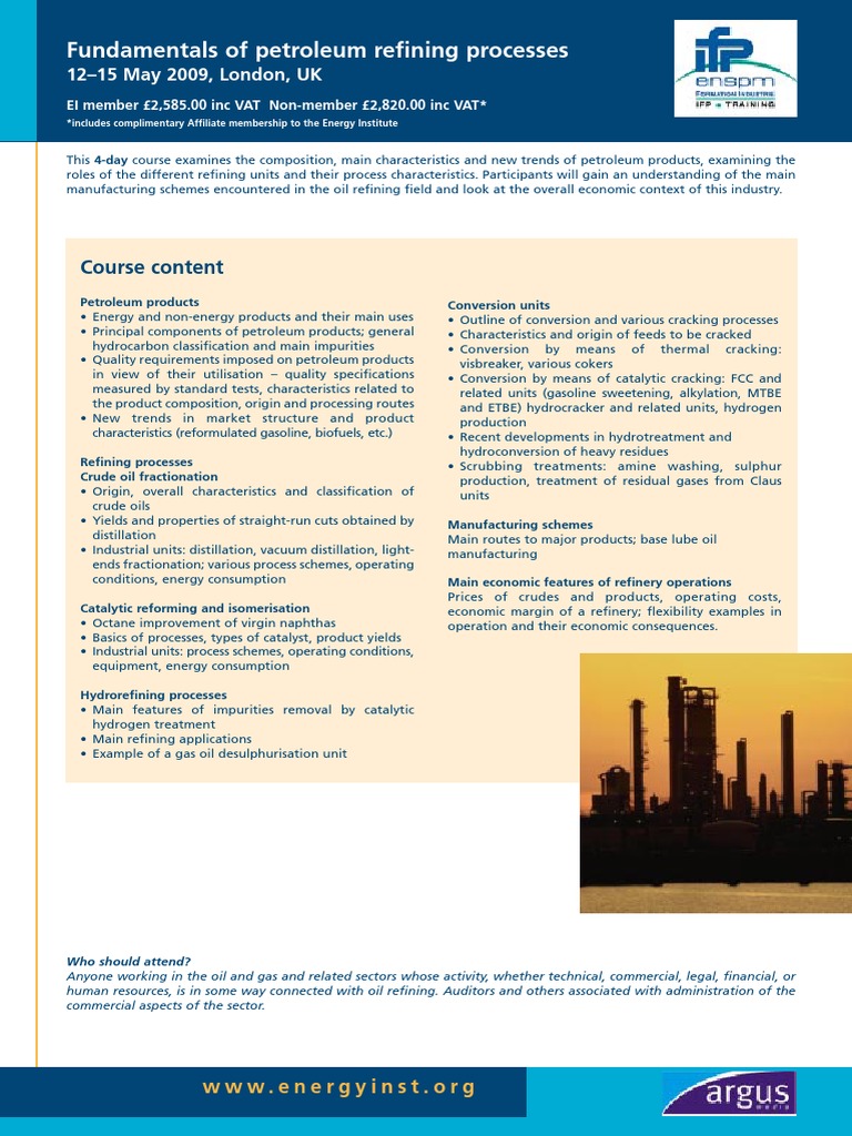Fundamentals of Petroleum Refining Processes: Course Content | PDF ...