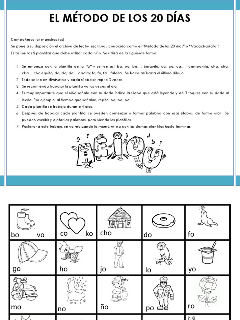 Aquí Excelente Método de Los 20 Días Aprender A Leer y Escribir PDF | PDF