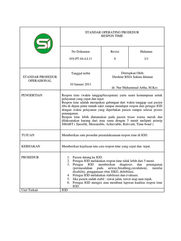 Sop Respon Time | PDF