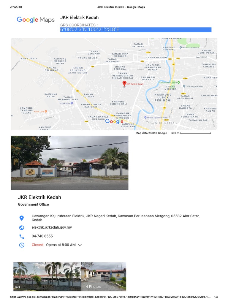 JKR Elektrik Kedah - Google Maps | PDF