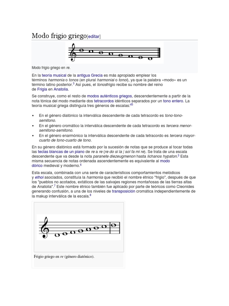 Modo Frigio Griego | PDF | Modo (música) | Teoría musical