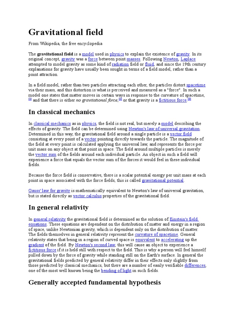 Gravitational Field | PDF | Gravity | General Relativity