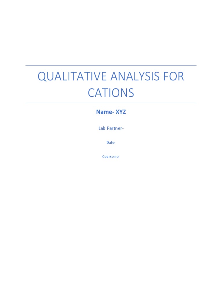Qualitative Analysis For Cations | PDF