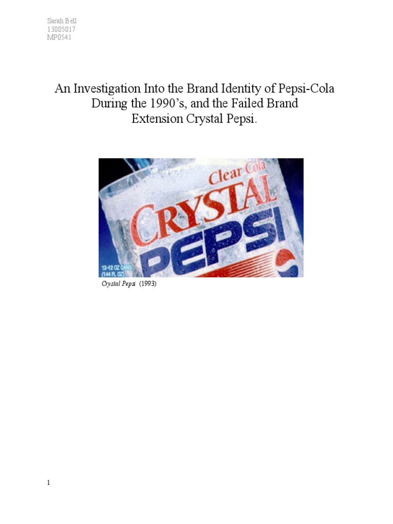 Case Study of Crystal Pepsi PDF | PDF | Pepsi | Coca Cola