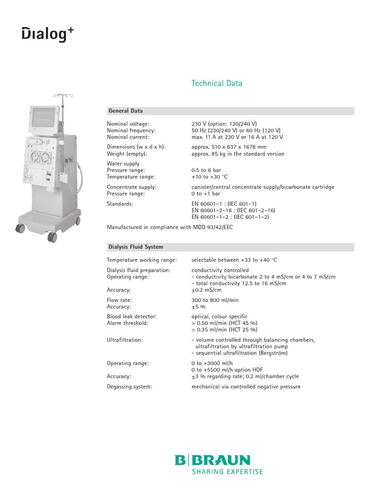 Bbraun Dialog+ Datasheet PDF | Descargar gratis PDF | Pump | Litre