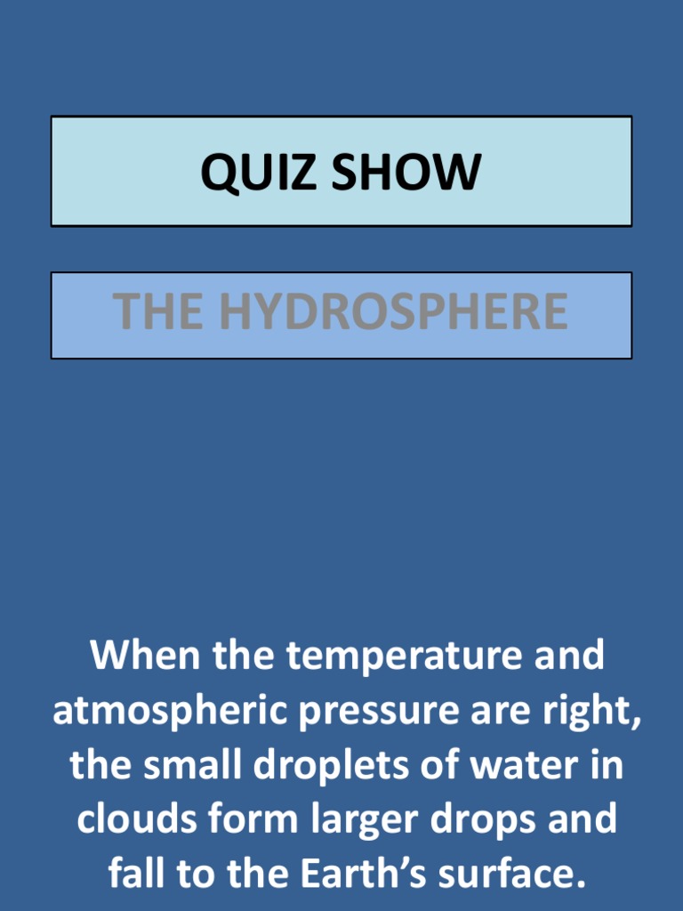 Quiz Show Hydrosphere | PDF