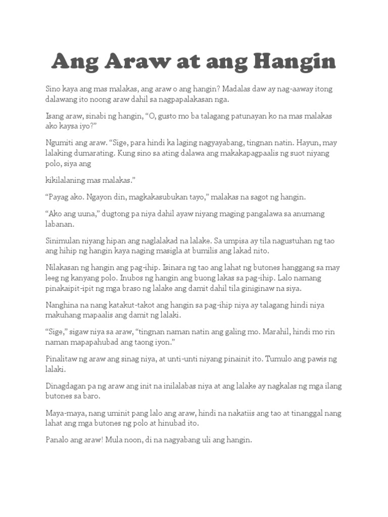 Ang Araw at Ang Hangin | PDF