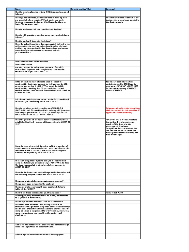 Structure Modelling Checklist | PDF | Structural Load | Geotechnical ...