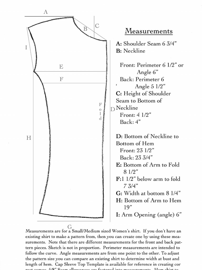 Cap Sleeve Measurements | PDF